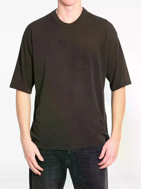 ROBERTO COLLINA Ribbed Crew Neck T-shirt - Brown