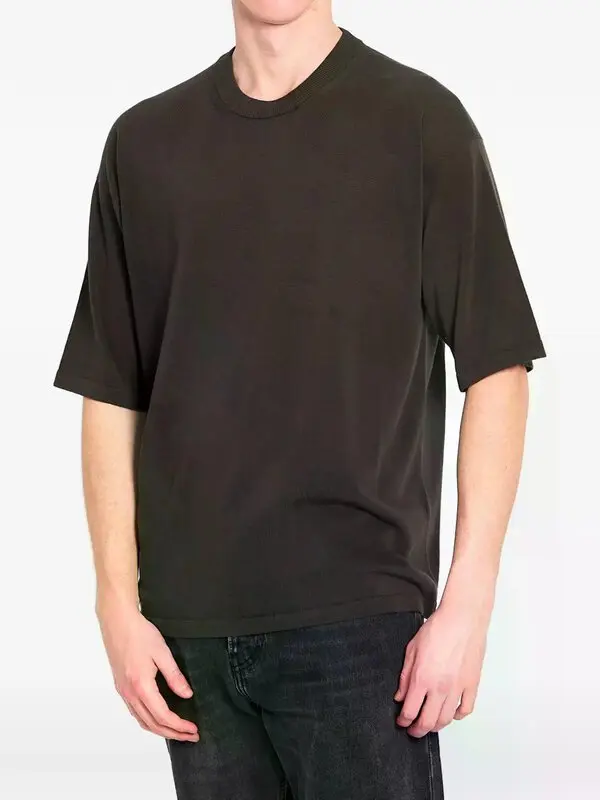 ROBERTO COLLINA Ribbed Crew Neck T-shirt - Brown