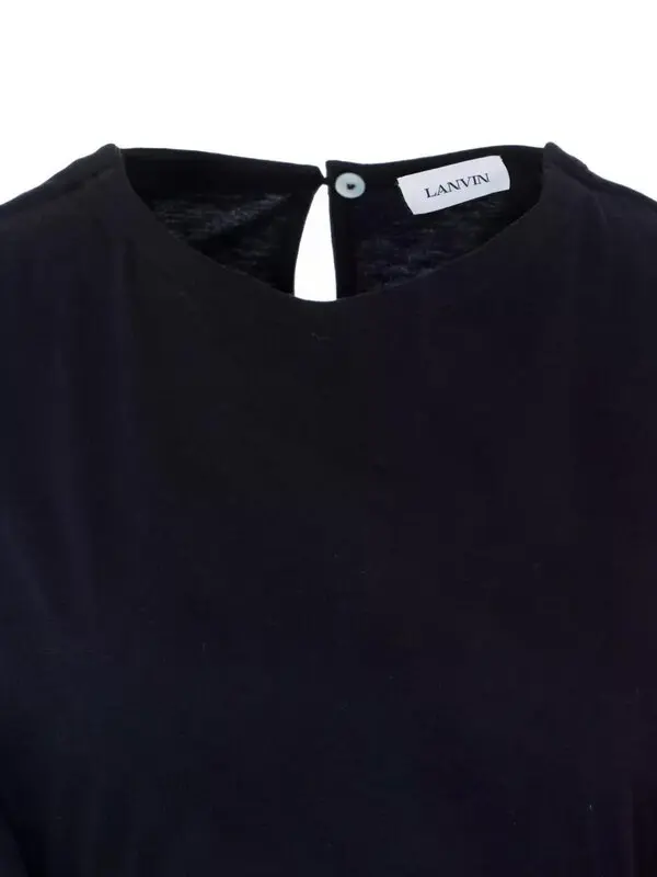 LANVIN Button And Lace Detail T-shirt - Blue