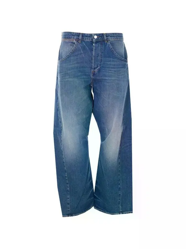 AMISH SUPPLIES Slub Wrinkled Wide Leg Jeans - Blue