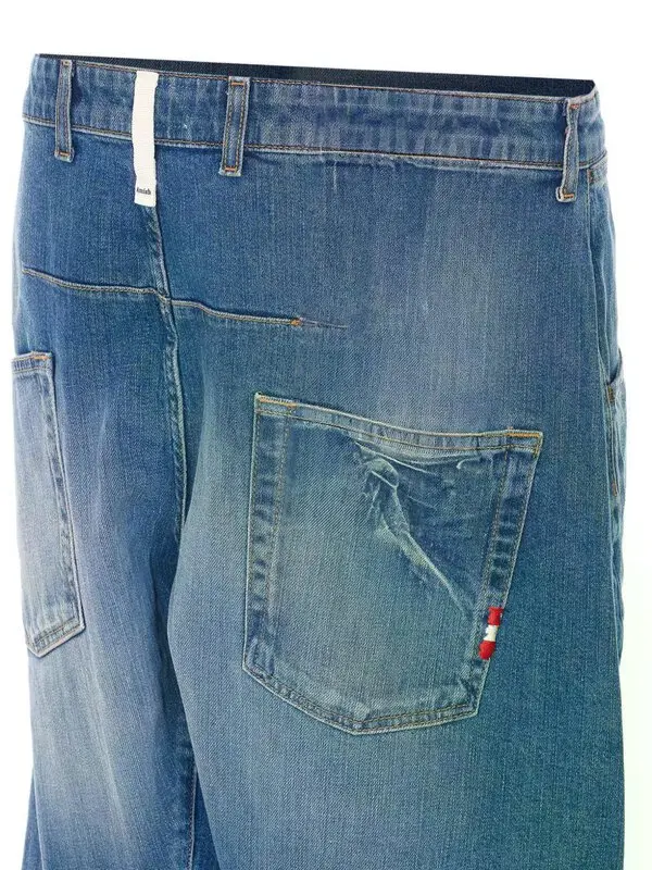AMISH SUPPLIES Slub Wrinkled Wide Leg Jeans - Blue
