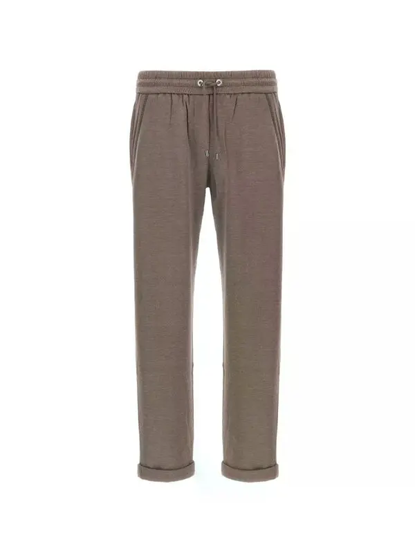 Brunello Cucinelli Elasticated Trousers With Monile Detailing - Brown