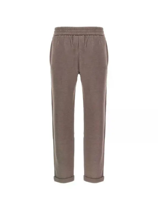 Brunello Cucinelli Elasticated Trousers With Monile Detailing - Brown