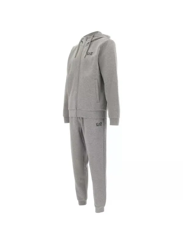 EA7 Hooded Logo Cotton Tracksuit - Grey