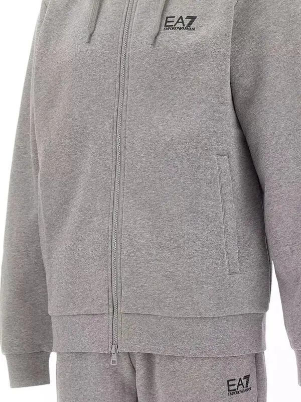 EA7 Hooded Logo Cotton Tracksuit - Grey