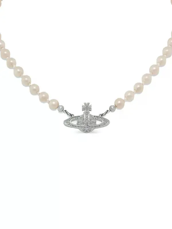 VIVIENNE WESTWOOD Mini Bas Relief Faux-pearl Necklace - Silver