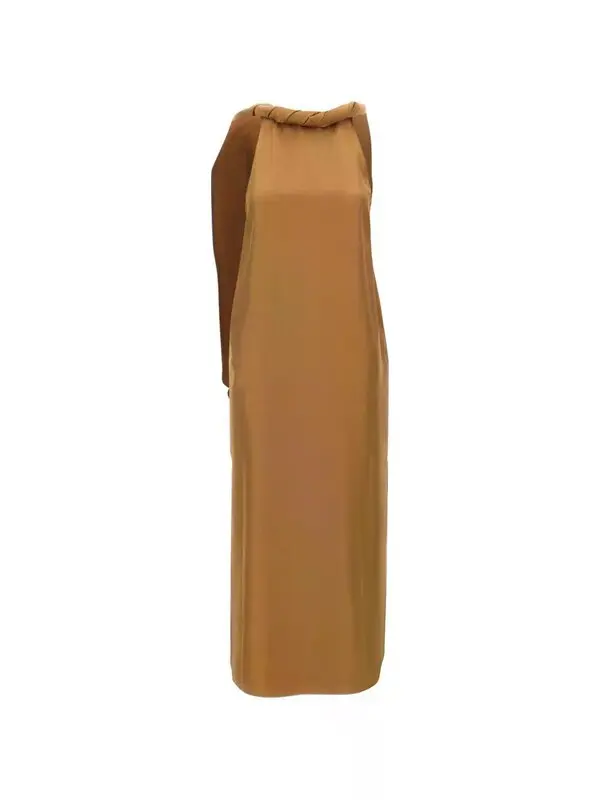 Loulou De Saison Susan Twisted-collar Sleeveless Midi Dress - Brown