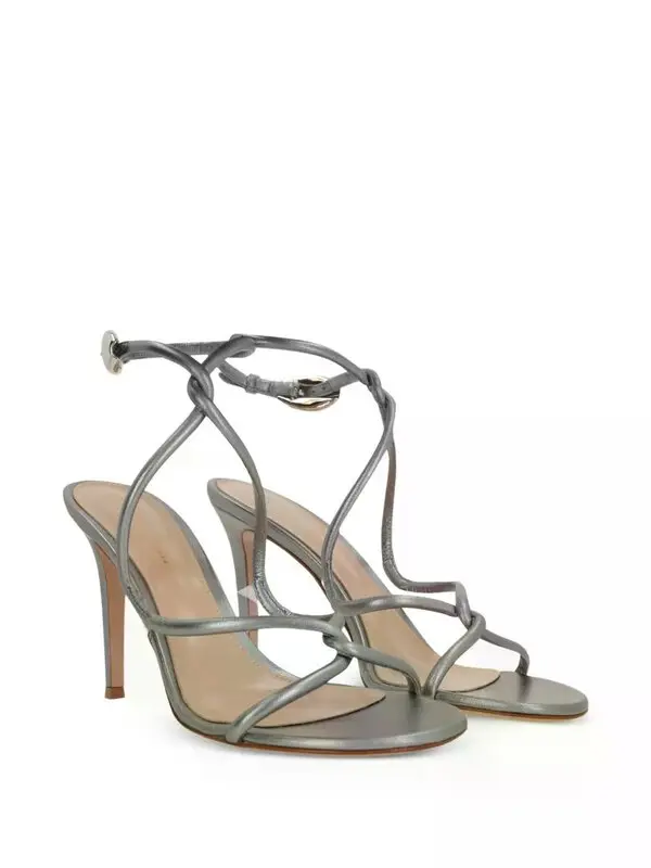 GIANVITO ROSSI Knotted-buckle Heeled Sandals - Silver
