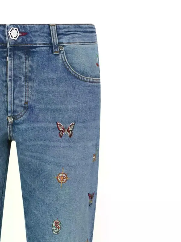 Philipp Plein Embroidered Straight Leg Jeans