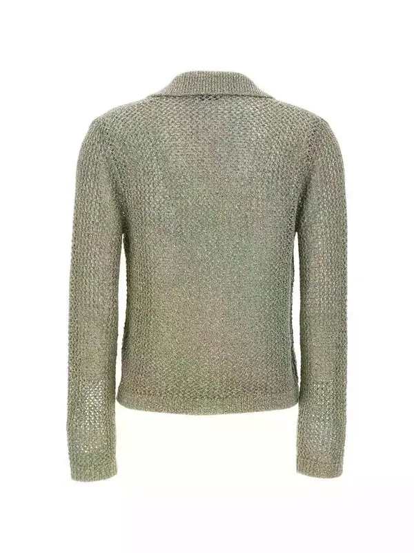 KANGRA Openwork Sequin Cardigan - Green