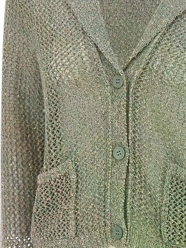 KANGRA Openwork Sequin Cardigan - Green