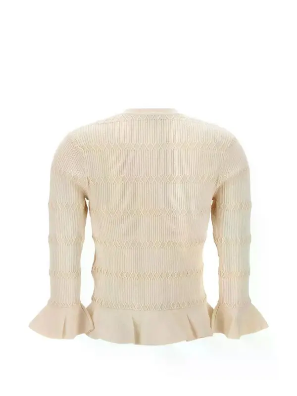 Liu Jo Off- Button Front Cardigan With Ruffled Details - White
