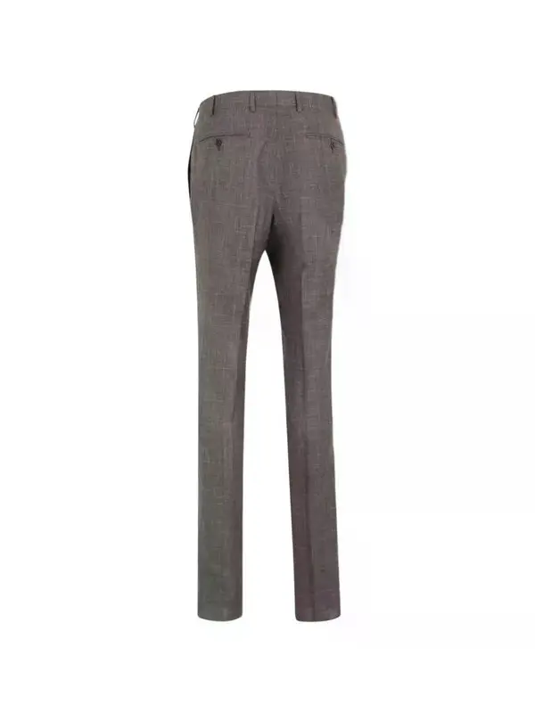 Canali Checked Button Suit - Brown