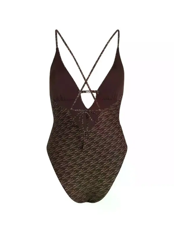 Karl Lagerfeld Printed Cut Out Swimsuit - Purple