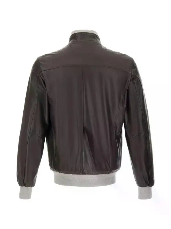 BARBA NAPOLI Leather Zip Jacket - Brown