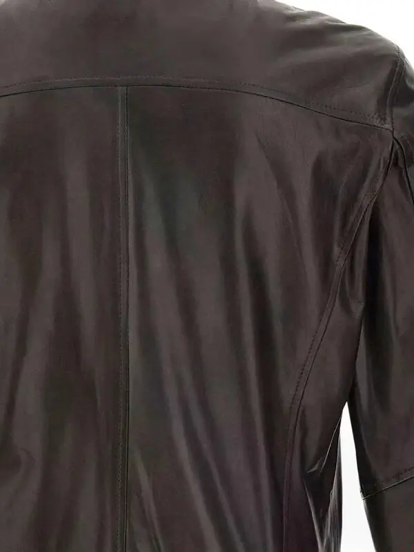 BARBA NAPOLI Leather Zip Jacket - Brown