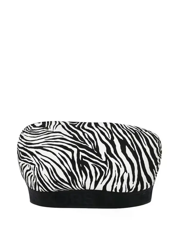 Michael Kors Bandeau Zebra-print Bikini Top - White