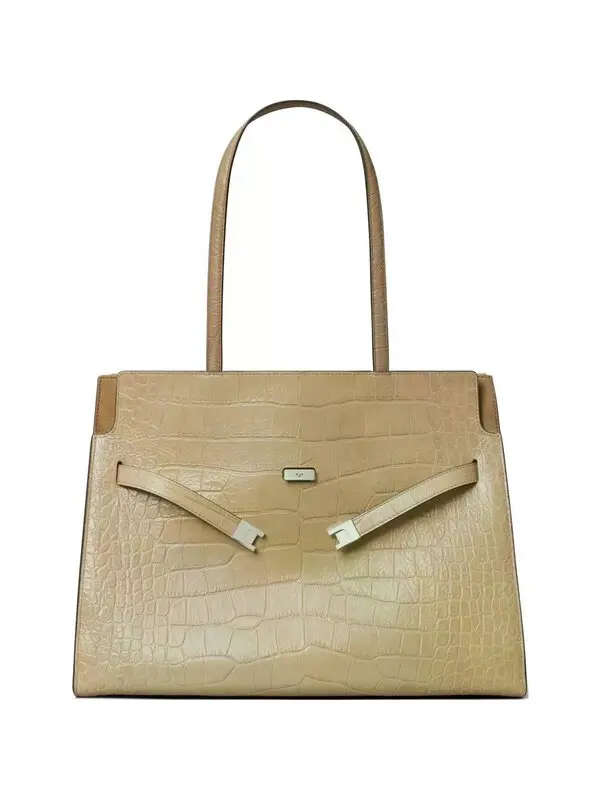Tory Burch Lee Radziwill Embossed Tote - Neutrals