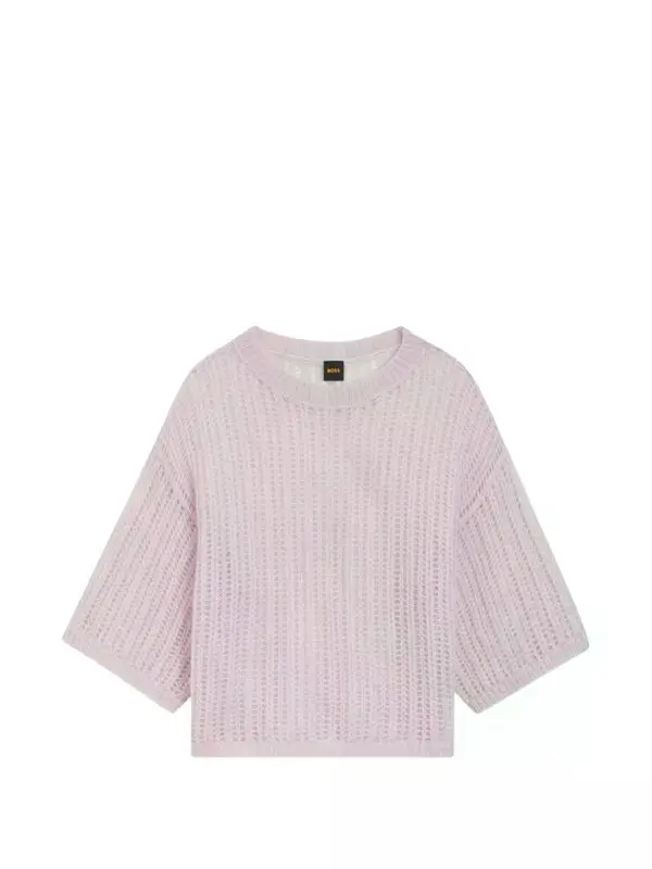 BOSS Open-knit Round-neck Sweater - Pink