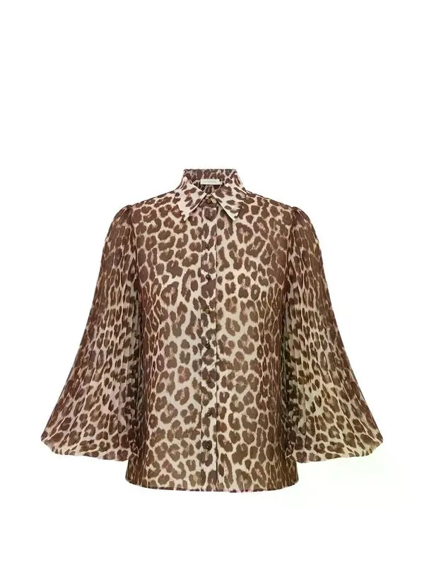 Zimmermann Leopard-print Collared Shirt - Brown