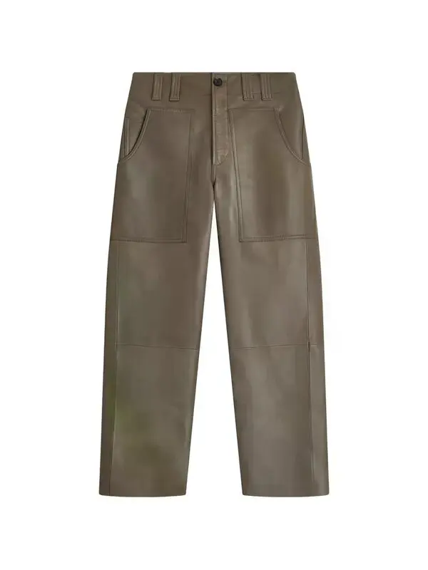 Belstaff Logo-patch Leather Trousers - Brown
