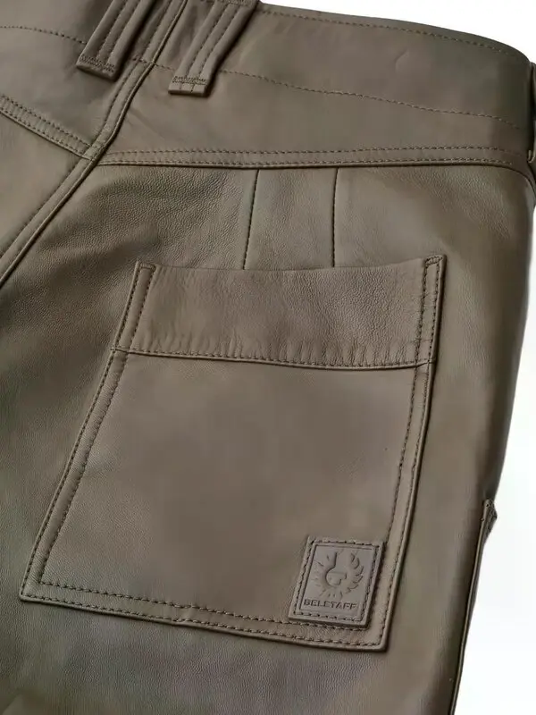 Belstaff Logo-patch Leather Trousers - Brown