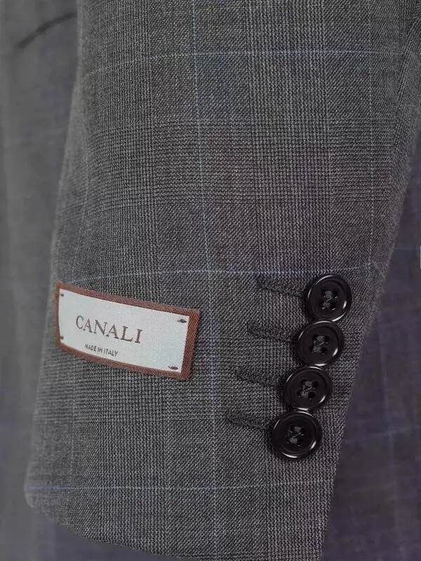 Canali Check Button Suit - Grey