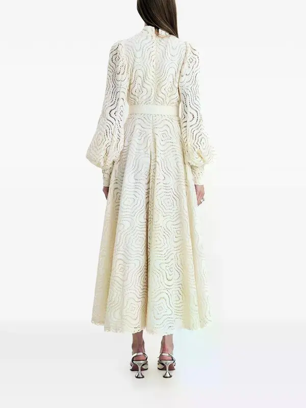 MOOS STUDIO Ethereal Grace Ruffled Belted Maxi Dress