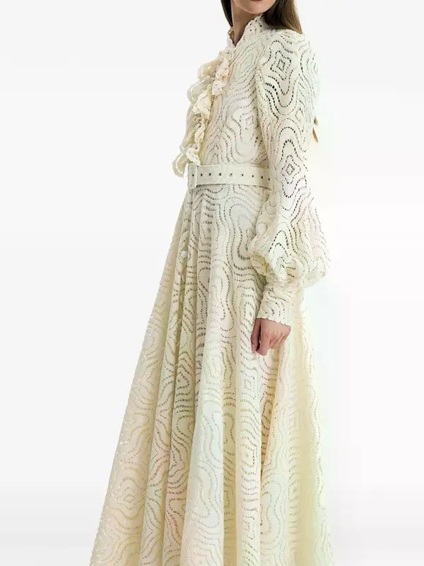 MOOS STUDIO Ethereal Grace Ruffled Belted Maxi Dress