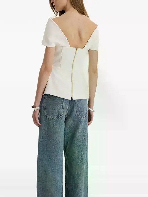 MOOS STUDIO Denim Muse Off-shoulder Top - White