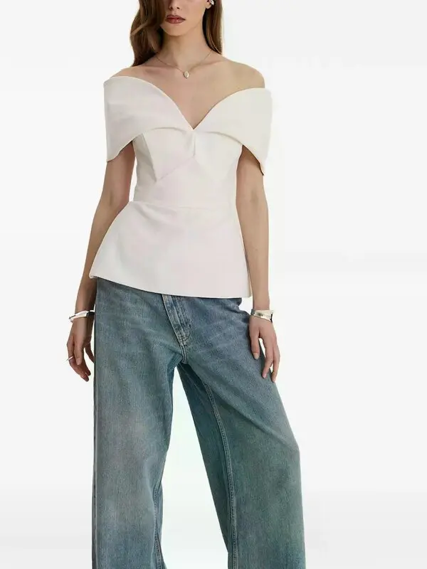 MOOS STUDIO Denim Muse Off-shoulder Top - White