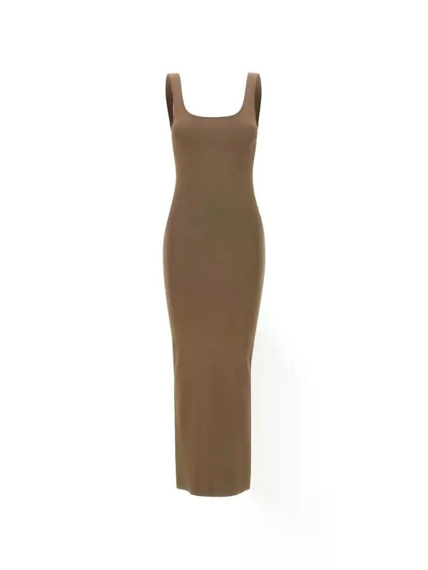 ENTIRE STUDIOS Square Neck Knit Midi Dress - Brown