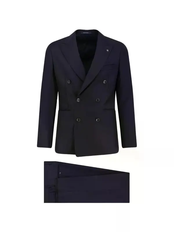 Tagliatore Double-breasted Peak Lapel Suit - Blue
