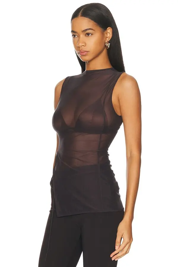 JADE CROPPER Sheer Sleeveless Top