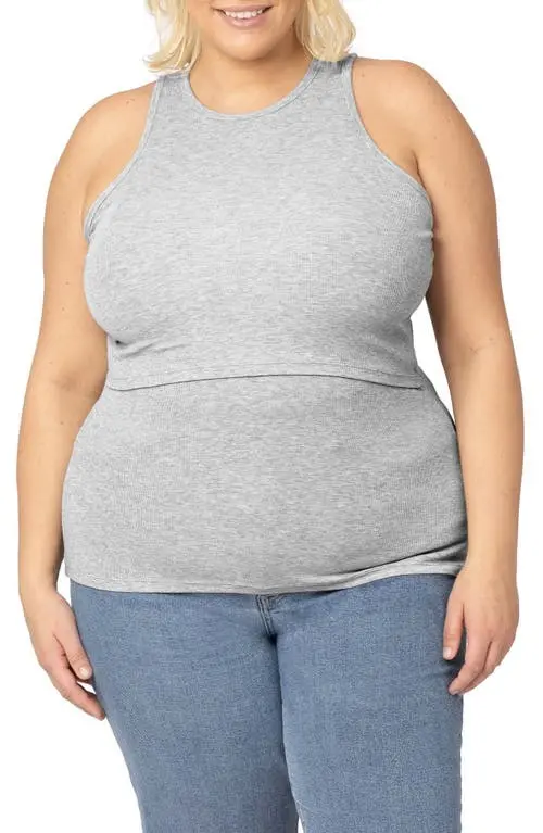 KINDRED BRAVELY Maternity Ribbed Racerback Nursing Tank - Grey Heather