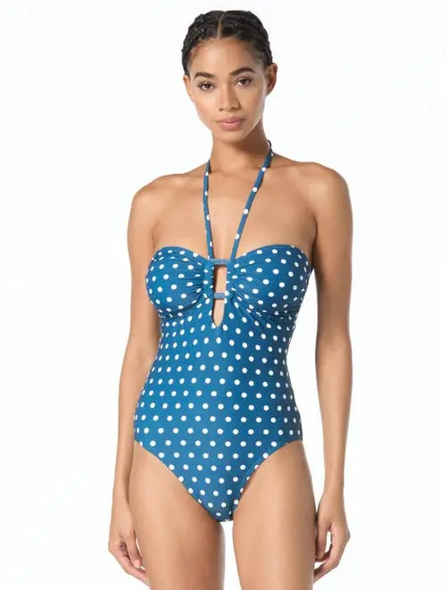 Michael Kors Bandeau One-piece Swimsuit - River Blue