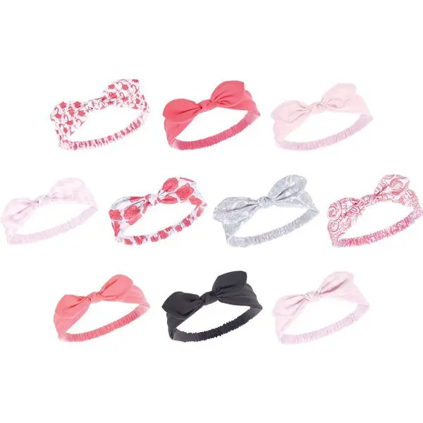 HUDSON BABY 10-pack Knotted Jersey Headbands - Flamingo Pink Bandana