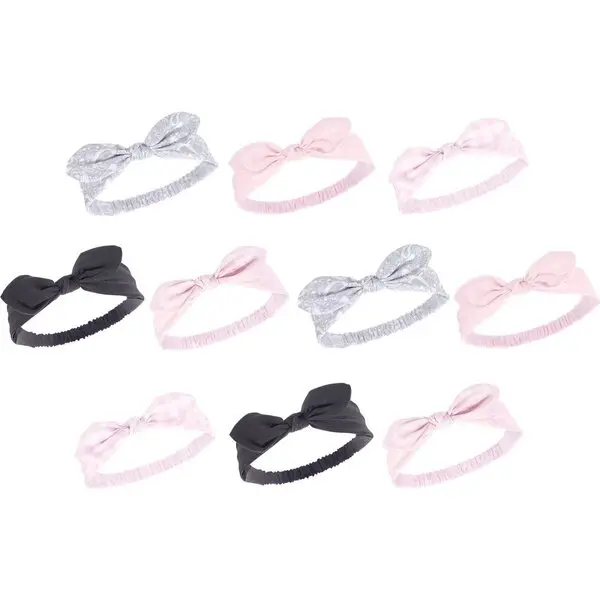 HUDSON BABY 10-pack Knotted Jersey Headbands - Pink Bandana