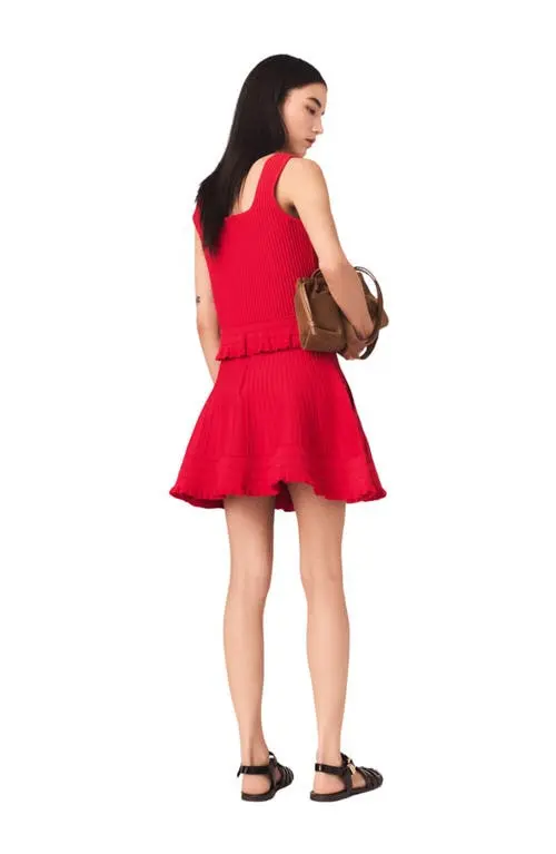Maje Ruffled Knit Crop Top