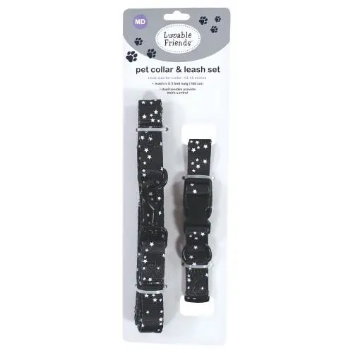 LUVABLE FRIENDS Pet Collar And Leash Set - Constellation