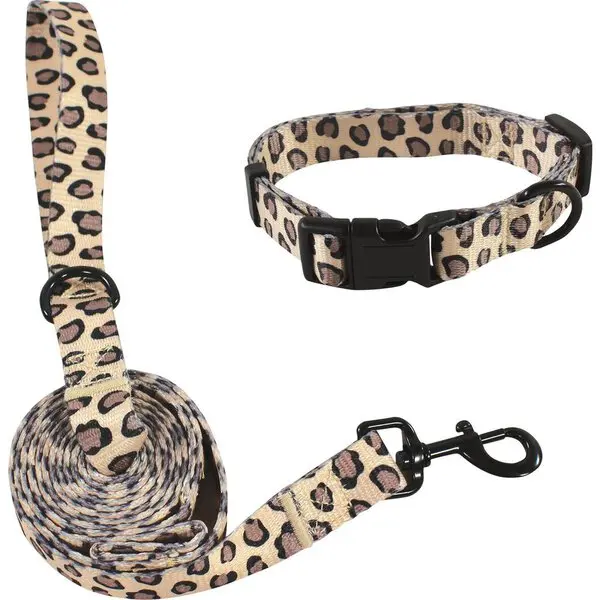 LUVABLE FRIENDS Pet Collar And Leash Set - Leopard