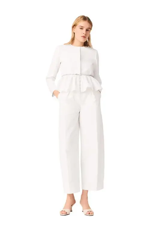 Maje Cropped Jacket With Jeweled Belt