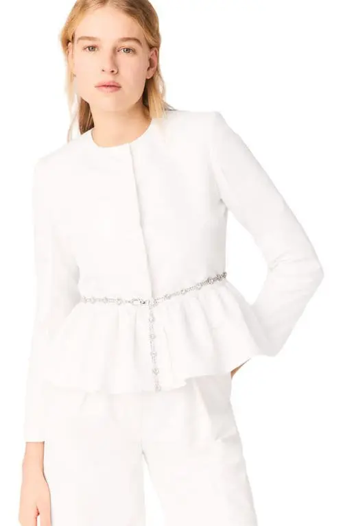 Maje Cropped Jacket With Jeweled Belt
