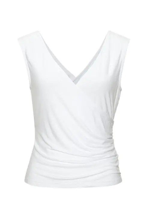 LASCANA Sleeveless Wrap Look Top - White