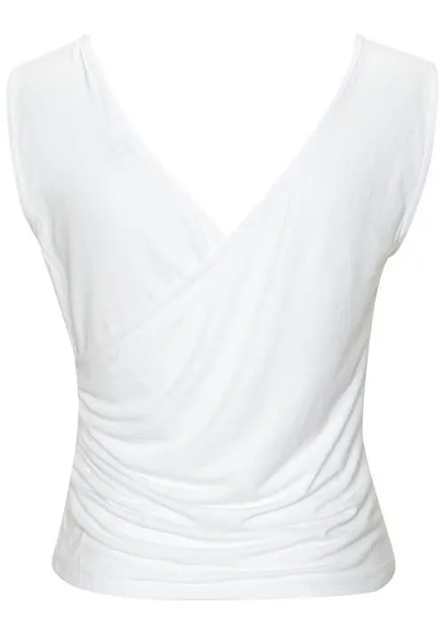 LASCANA Sleeveless Wrap Look Top - White