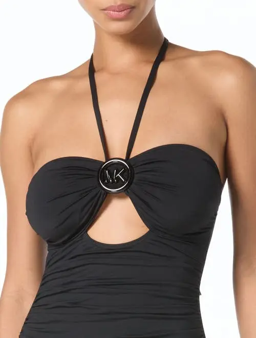 Michael Kors Bubble Logo Bandeau One-piece Swimsuit - Black