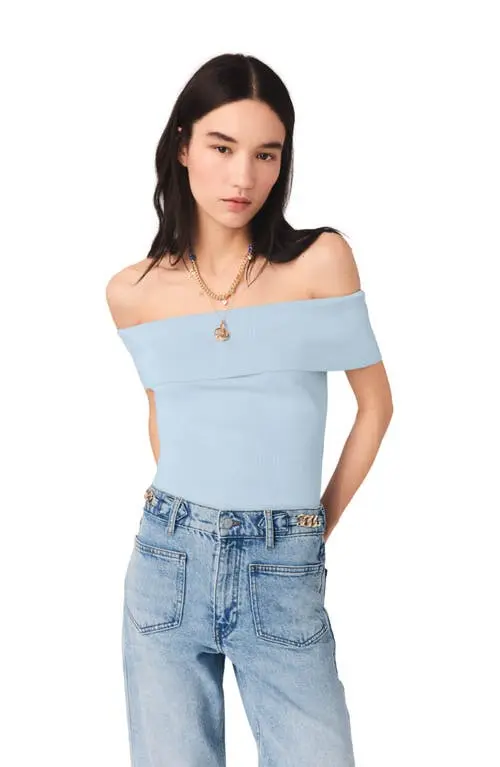 Maje Bardot Rib Knit Top