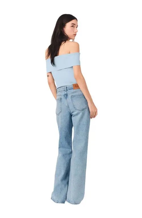 Maje Bardot Rib Knit Top