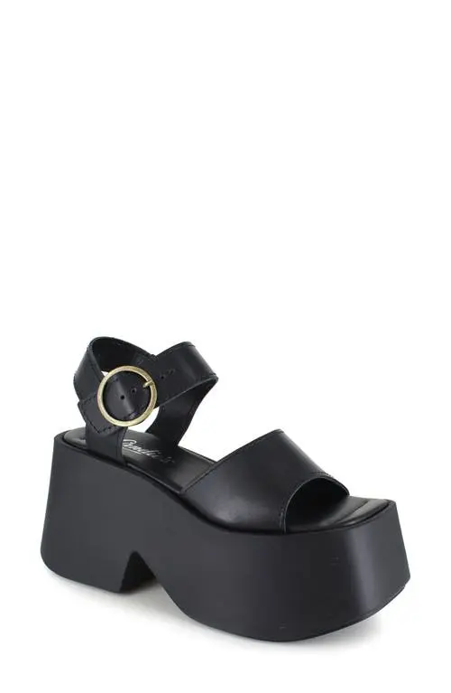 CANDIE'S Platform Sandals - Black Leather