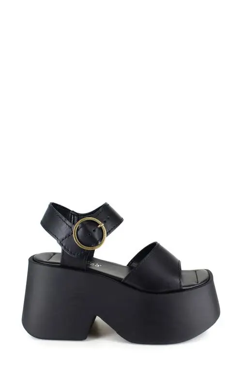 CANDIE'S Platform Sandals - Black Leather